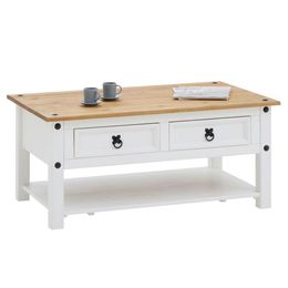 CARO-M&ouml;bel CARO-M&ouml;bel Couchtisch, Wei&szlig;, Braun, Holz, Kiefer, Mode, Rechteckig,Rechteckig, 100x45x60 cm, Wohnzimmer, Wohnzimmertische, Couchtische