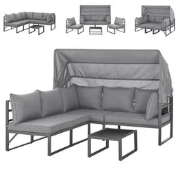 SVITA Gartenlounge, Hellgrau, Metall, 4-Sitzer, Loungem&ouml;bel, Gartenlounge-Sets