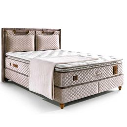 Bambi Boxbett, Braun, Holz, Metall, 90x200 cm, Schlafzimmer, Betten, Boxspringbetten