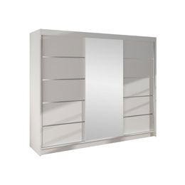 Mirjan24 Schwebet&uuml;renschrank, Wei&szlig;, Holzwerkstoff, 9 F&auml;cher, Rechteckig, 200x215x58 cm, Schlafzimmer, Kleiderschr&auml;nke, Schwebet&uuml;renschr&auml;nke