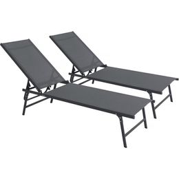 Habitat Garten Sonnenliege, Grau, Metall, 54x104x180 cm, Gartenm&ouml;bel, Gartenliegen