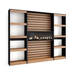 Skraut Home Regal, Eiche, Holzwerkstoff, Rechteckig,Rechteckig, 230x186x25 cm, Wohnzimmer, Regale