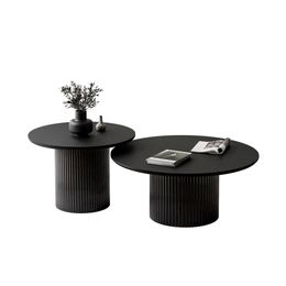 Lookway Couchtisch-Set, Schwarz, Holzwerkstoff, 80x42x80 cm, Wohnzimmer, Wohnzimmertische, Couchtische