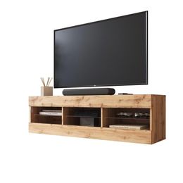 Komodee Lowboard, Eiche Wotan, Eiche Wotan, Holzwerkstoff, 3 F&auml;cher, Rechteckig, 140x40.5x35.5 cm, Wohnzimmer, Wohnw&auml;nde, Lowboards, Lowboards stehend