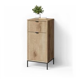 Livinity&reg; Midischrank, Eiche, Holzwerkstoff, 3 F&auml;cher, 1 Schubladen, Rechteckig, 40x87x35 cm, Badezimmer, Badezimmerschr&auml;nke, Midischr&auml;nke