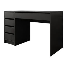 Mirjan24 Schreibtisch, Schwarz, Holzwerkstoff, 5 Schubladen, Rechteckig, 120x76x55 cm, Arbeitszimmer, Schreibtische, B&uuml;rotische