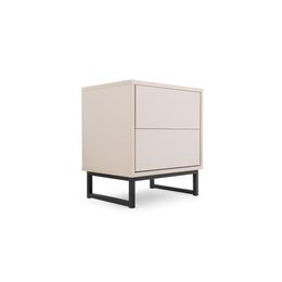 Bettso Nachttisch, Beige, Holzwerkstoff, 2 Schubladen, 43x48x34 cm, Schlafzimmer, Nachttische