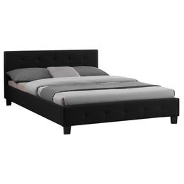 CARO-M&ouml;bel CARO-M&ouml;bel Polsterbett, Schwarz, Textil, Mode, 140x200 cm, Schlafzimmer, Betten, Polsterbetten