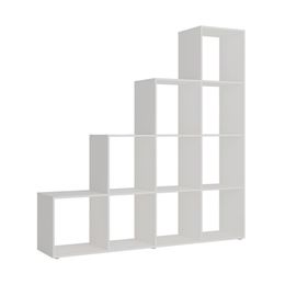 VICCO Treppenregal, Wei&szlig;, Holzwerkstoff, 10 F&auml;cher, Rechteckig, 138x143x29 cm, Wohnzimmer, Raumteiler & Paravents, Raumteiler