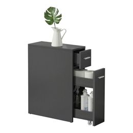 [en.casa] Seitenschrank, Dunkelgrau, Holzwerkstoff, 20x61x45 cm, Badezimmer, Badezimmerschr&auml;nke