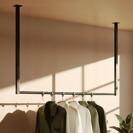 CLP Kleiderst&auml;nder, Schwarz, Schwarz, Metall, 100x80x7 cm, Garderobe, Garderobenst&auml;nder