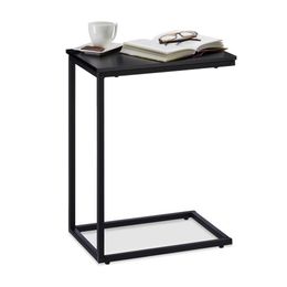 Relaxdays Beistelltisch, Schwarz, Holzwerkstoff, Metall, 30x61x45 cm, Wohnzimmer, Wohnzimmertische, Beistelltische