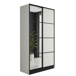 Kier Furniture Kleiderschrank, Wei&szlig;, Transparent, Holzwerkstoff, 105x205x39 cm, Schlafzimmer, Kleiderschr&auml;nke, Dreht&uuml;renschr&auml;nke