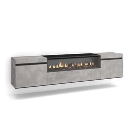 Skraut Home Tv-Schrank, Grau, Hellgrau, Holzwerkstoff, Rechteckig,Rechteckig, 200x45x35 cm, Wohnzimmer, Wohnw&auml;nde, Lowboards, Lowboards h&auml;ngend