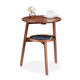Relaxdays Beistelltisch, Braun, Holz, Holzwerkstoff, Rund, 47x60x40 cm, Wohnzimmer, Wohnzimmertische, Beistelltische