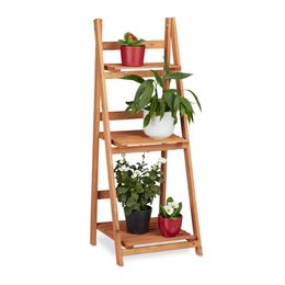 Relaxdays Blumentreppe, Hellbraun, Holz, 41x107.5x40 cm, Wohnzimmer, Wohnzimmertische, Blumenst&auml;nder