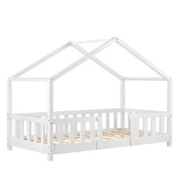 [en.casa] Hausbett, Wei&szlig;, Holz, Kiefer, 70x140 cm, Kinder- & Jugendzimmer, Kinderm&ouml;bel, Kinderbetten, Hausbetten