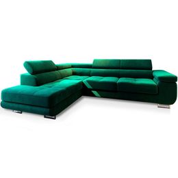 Masseno Ecksofa, Gr&uuml;n, Holzwerkstoff, 5-Sitzer, L-Form,L-Form, 275x202 cm, Wohnzimmer, Sofas & Couches, Wohnlandschaften, Ecksofas