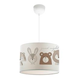 lux.pro Kinderh&auml;ngeleuchte, Creme, Braun, Textil, Tiere, Rund, 28x70x28 cm, Lampen & Leuchten, Innenbeleuchtung, Kinderzimmerlampen