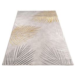 Paco Home Kurzflorteppich, Gold, Textil, Rechteckig, 120x160 cm, strapazierf&auml;hig, f&uuml;r Fu&szlig;bodenheizung geeignet, Teppiche & B&ouml;den, Teppiche
