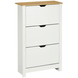 HOMCOM Schuhschrank, Wei&szlig;, Kunststoff, Nachbildung, 6 F&auml;cher, 3 Schubladen, 26x112x72 cm, Garderobe, Schuhaufbewahrung, Schuhschr&auml;nke