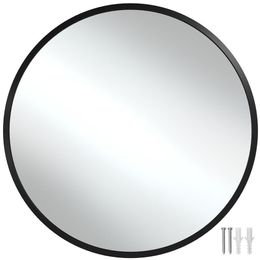 TecTake Runder, Schwarz, Glas, Rund, 70x2.5x70 cm, Spiegel, Wandspiegel