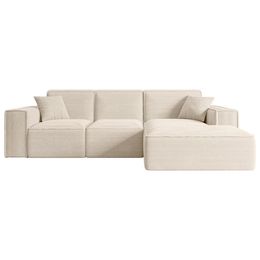 Altdecor Ecksofa, Beige, Kunststoff, 6-Sitzer, L-Form, Ottomane rechts, 266x169 cm, Wohnzimmer, Sofas & Couches, Wohnlandschaften, Ecksofas