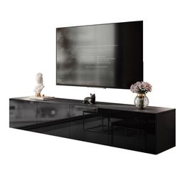 Lookway Tv-Lowboard, Schwarz Hochglanz, Holzwerkstoff, Uni, Rechteckig, 200x36x40 cm, Wohnzimmer, Wohnw&auml;nde, Lowboards, Lowboards stehend