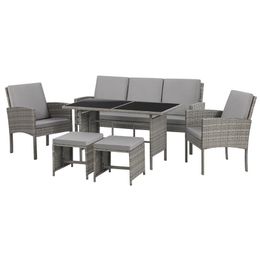 SVITA Sitzgruppe, Grau, Kunststoff, 7-Sitzer, Loungem&ouml;bel, Gartenlounge-Sets