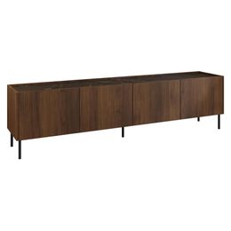 Mirjan24 Tv-Lowboard, Nussbaum, Schwarz, Metall, Rechteckig,Rechteckig, 200x50x37 cm, Wohnzimmer, Wohnw&auml;nde, Lowboards, Lowboards stehend