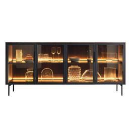 Compleo24 Kommode, Braun, Holzwerkstoff, 181.3x82x39 cm, Wohnzimmer, Wohnw&auml;nde, Vitrinenschr&auml;nke
