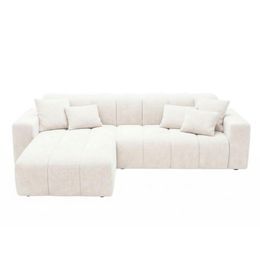 Graingold Ecksofa, Creme, Textil, Kiefer, 3-Sitzer, L-Form, Ottomane links,L-Form, 265x180 cm, Oeko-Tex&reg;, Reach, Hergestellt in Europa, Handmade in Europe, Hergestellt in Europa, Made in EU, Real Wood, Wohnzimmer, Sofas & Couches, Wohnlandschaften, Ecksofas