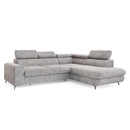Masseno Ecksofa, Hellgrau, Holz, 4-Sitzer, L-Form,L-Form, 255x193 cm, Wohnzimmer, Sofas & Couches, Wohnlandschaften, Ecksofas