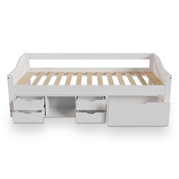Juskys Kinder-Funktionsbett, Wei&szlig;, Holz, 90x200 cm, Kinder- & Jugendzimmer, Kinderm&ouml;bel, Kinderbetten, Kindereinzelbetten