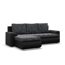 Mebligo Ecksofa, Schwarz, Schwarz, Textil, 3-Sitzer, L-Form, 230x159 cm, Wohnzimmer, Sofas & Couches, Wohnlandschaften, Ecksofas