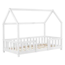 [en.casa] Hausbett, Wei&szlig;, Holz, Kiefer, 70x140 cm, Kinder- & Jugendzimmer, Kinderm&ouml;bel, Kinderbetten, Hausbetten