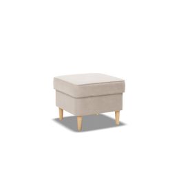 Fusshocker, Beige, Textil, 49x40x49 cm, Wohnzimmer, Hocker, Sitzhocker