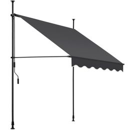 TecTake Klemmmarkise, Schwarz, Grau, Textil, Rechteckig, 150x304x180 cm, CE, Sonnen- & Sichtschutz, Markisen