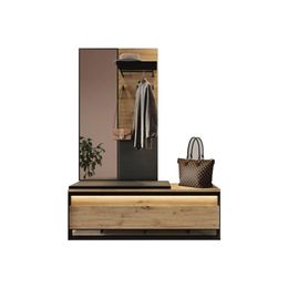 Meblini Garderobe, Eiche Artisan, Schwarz, Holzwerkstoff, 135x182x40 cm, Garderobe, Garderobenschr&auml;nke