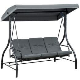 Outsunny Hollywoodschaukel, Dunkelgrau, Metall, 117x175x195 cm, Gartenm&ouml;bel, Hollywoodschaukeln