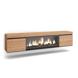 Skraut Home Lowboard,, Eiche, Mehrfarbig, Holzwerkstoff, Rechteckig,Rechteckig, 208x45x35 cm, Wohnzimmer, Wohnw&auml;nde, Lowboards, Lowboards h&auml;ngend