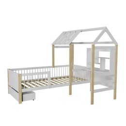 Juskys Kinderbett, Mehrfarbig, Holz, 90x200 cm, Kinder- & Jugendzimmer, Kinderm&ouml;bel, Kinderbetten, Kindereinzelbetten