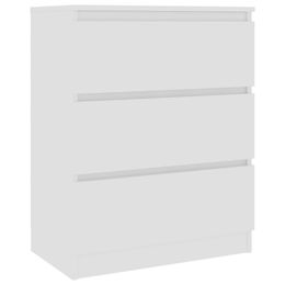 vidaXL Sideboard, Wei&szlig;, Holz, Strukturbuche, 3 Schubladen, Rechteckig, 60x76x35 cm, Wohnzimmer, Kommoden & Sideboards, Sideboards