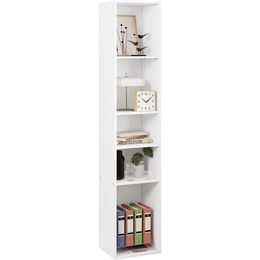 WOLTU B&uuml;cherregal,, Wei&szlig;, Holzwerkstoff, 4 F&auml;cher, Rechteckig, 30x151x26 cm, Wohnzimmer, Regale, B&uuml;cherregale