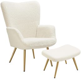 TecTake Sessel, Creme, Gold, Kunststoff, 72x100.5x76 cm, Wohnzimmer, Sessel