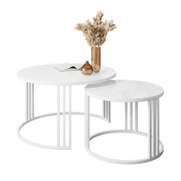 Lookway Couchtisch, Wei&szlig;, Glas, Rund, 70x47x70 cm, Wohnzimmer, Wohnzimmertische, Couchtische
