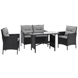 SVITA Gartenlounge, Schwarz, Metall, 4-Sitzer, rechteckig, Loungem&ouml;bel, Gartenlounge-Sets