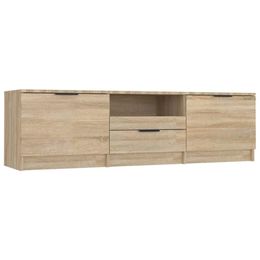 vidaXL Lowboard, Sonoma Eiche, Holz, Strukturbuche, 3 F&auml;cher, 1 Schubladen, Rechteckig, 140x40x35 cm, Wohnzimmer, Wohnw&auml;nde, Lowboards, Lowboards stehend