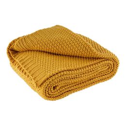 wometo Strickdecke, Gelb, Textil, 140x190 cm, Oeko-Tex&reg;, Wohntextilien, Decken, Kuscheldecken