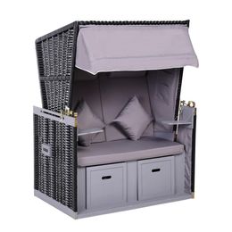 Outsunny Gartenliege, Grau, Kunststoff, 79x150x118 cm, Gartenm&ouml;bel, Strandk&ouml;rbe